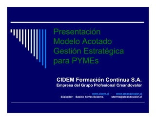 Modelo Acotado Gestión Estratégica para PYMES, por CIDEM Formación ...