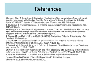 Systemic JIA the Clinical Picture | PPTX