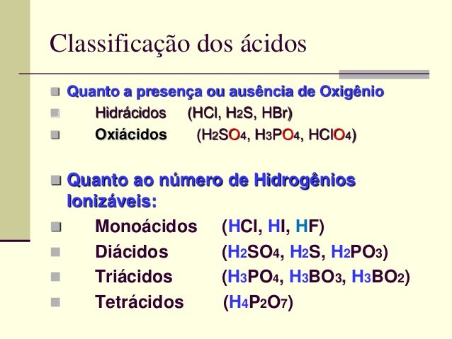 áCidos, bases, sais e óxidos aula 06