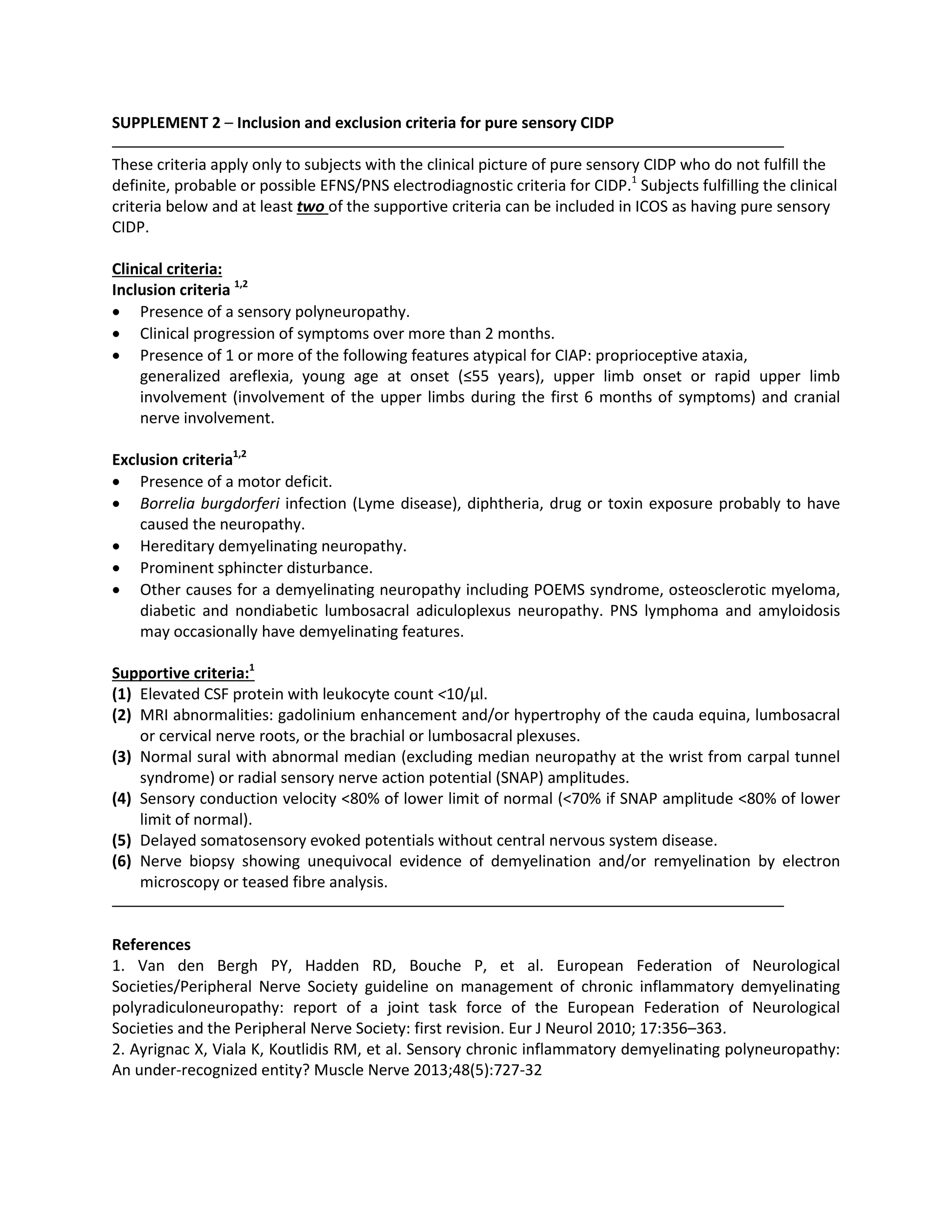 Cidp diagnostic criteria | PDF