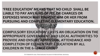 RIGHT TO EDUCATION ACT 2009 | PPTX | Daycare and Pre-School | Parenting