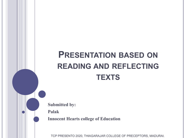 READING AND REFLECTING TEXTS | PPTX | Education industry | Industries