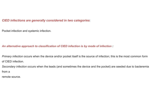CIED POCKET INFECTION.pptx | Infectious Diseases | Diseases and Conditions