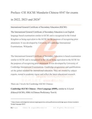 Cie igcse chinese vocabulary (foreign language 0547) v2022 2024 sample ...