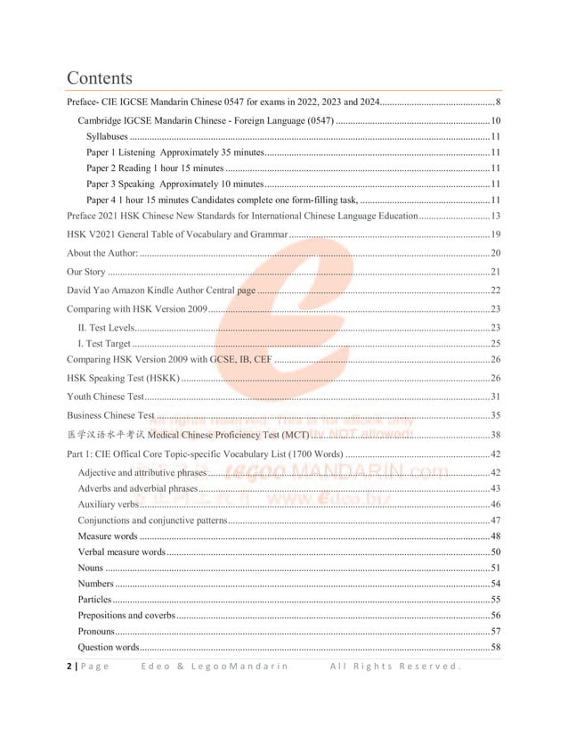 Cie igcse chinese vocabulary (foreign language 0547) v2022 2024 sample ...