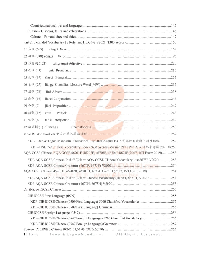 Cie igcse chinese vocabulary (foreign language 0547) v2022 2024 sample ...