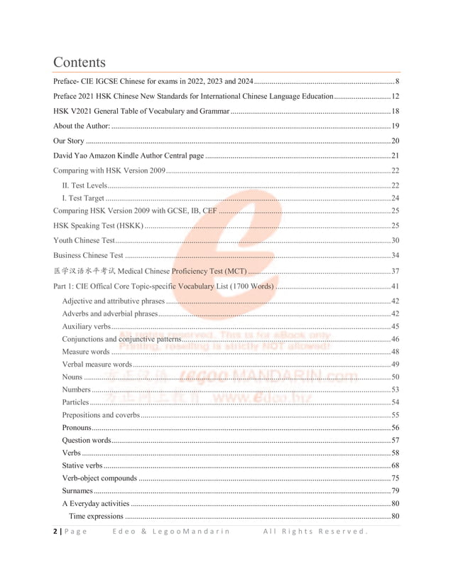 Cie igcse chinese vocabulary second language (0523) v2022 2024 sample | PDF