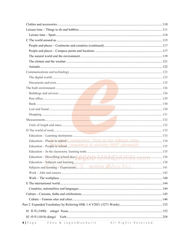 Cie igcse chinese vocabulary second language (0523) v2022 2024 sample | PDF