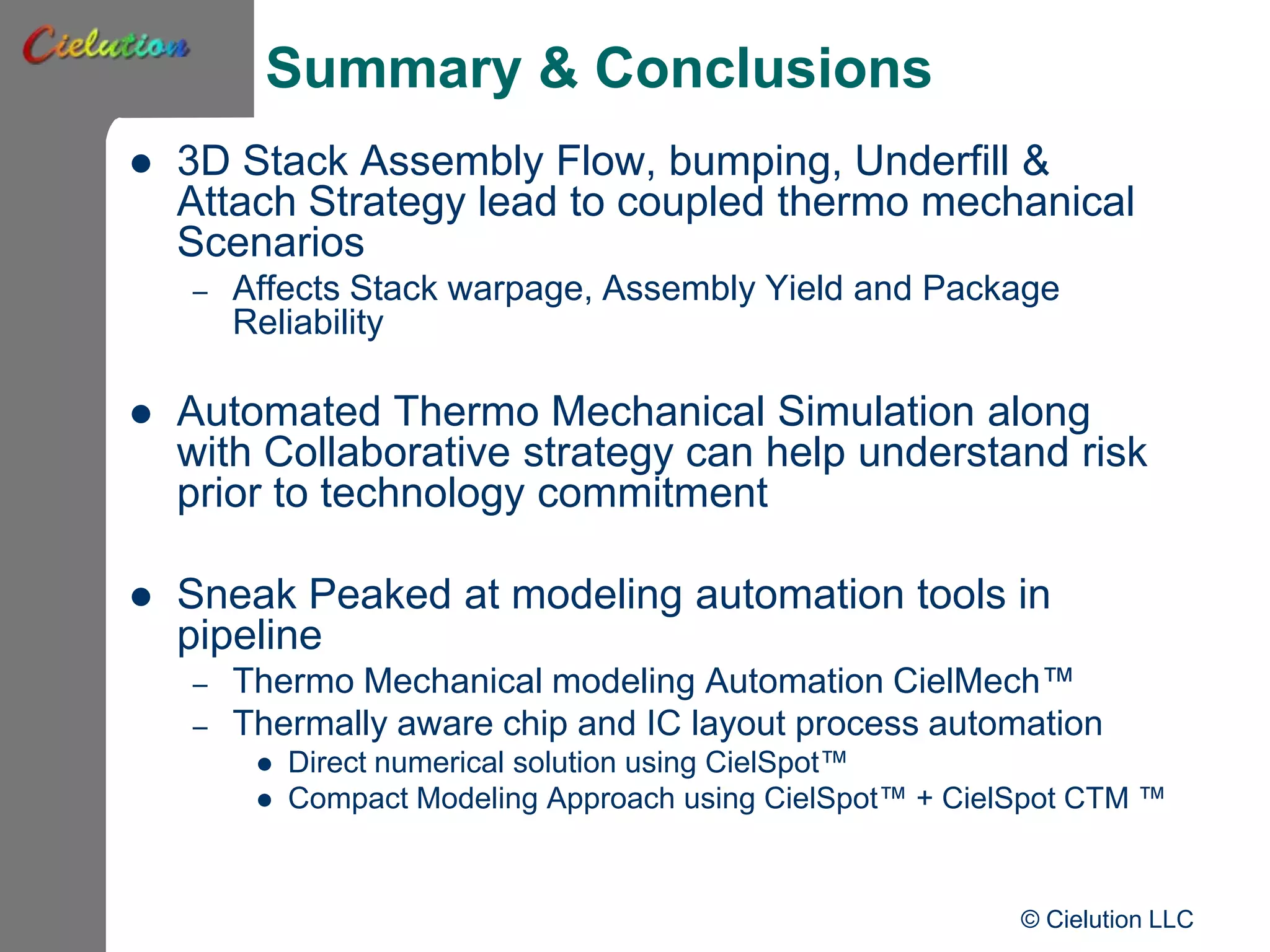 Thermo-Mechanical Simulation of Through Silicon Stack Assembly | PPTX