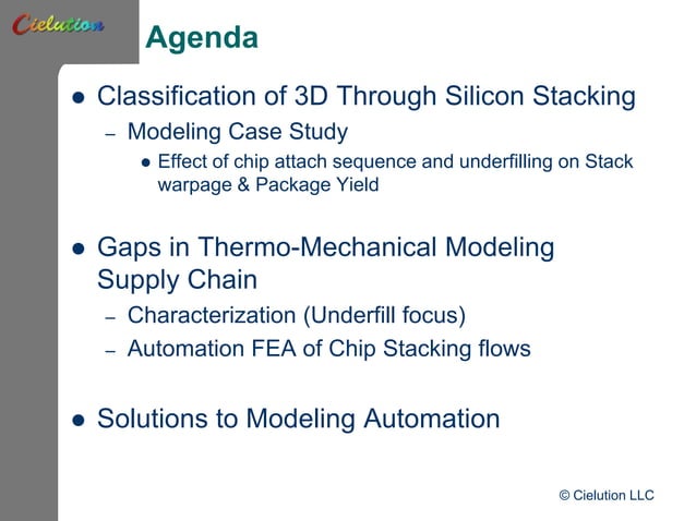 Thermo-Mechanical Simulation of Through Silicon Stack Assembly | PPT