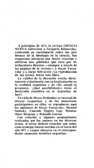 Ciencia e ideologia aportes polemicos | PDF