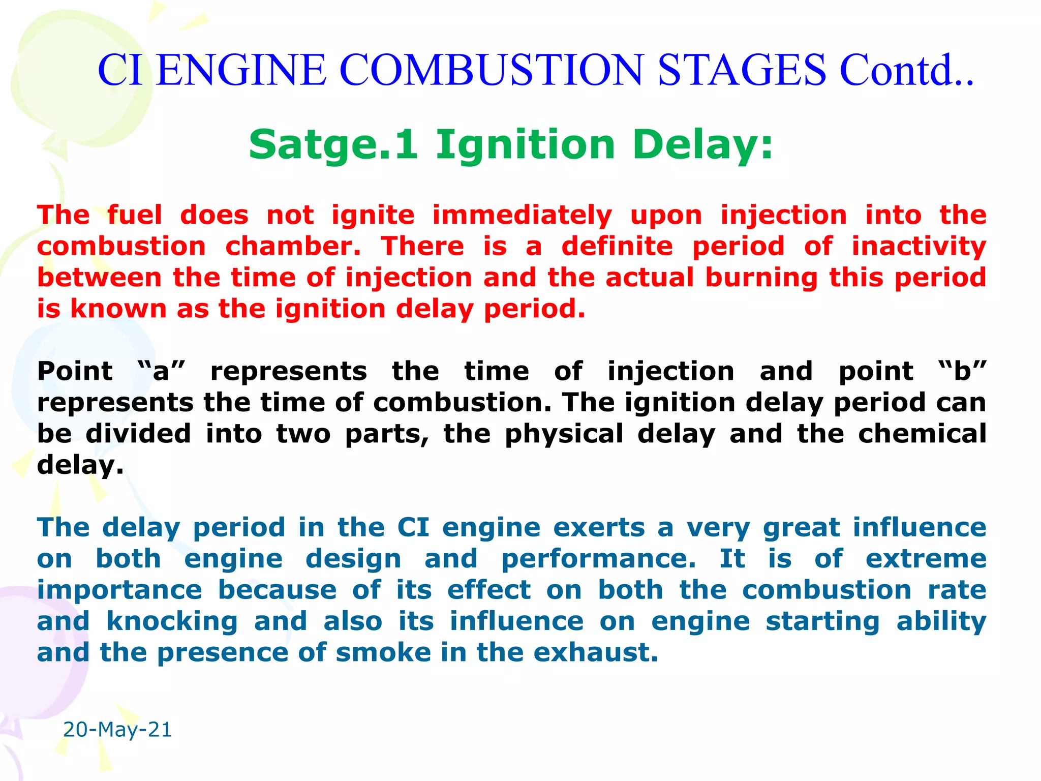CI engine combustion stages and combustion chamber design | PPTX