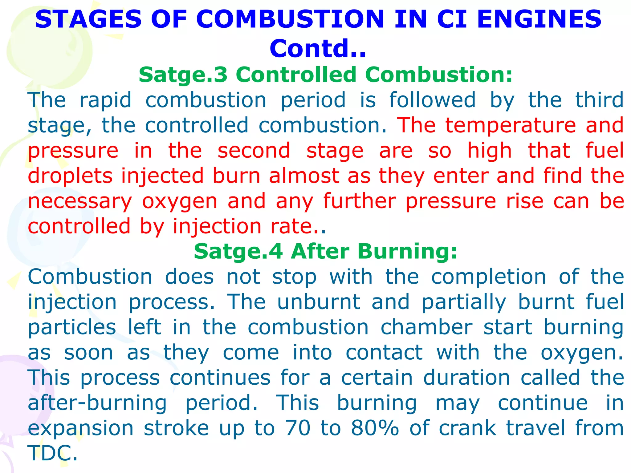 CI engine combustion stages and combustion chamber design | PPTX