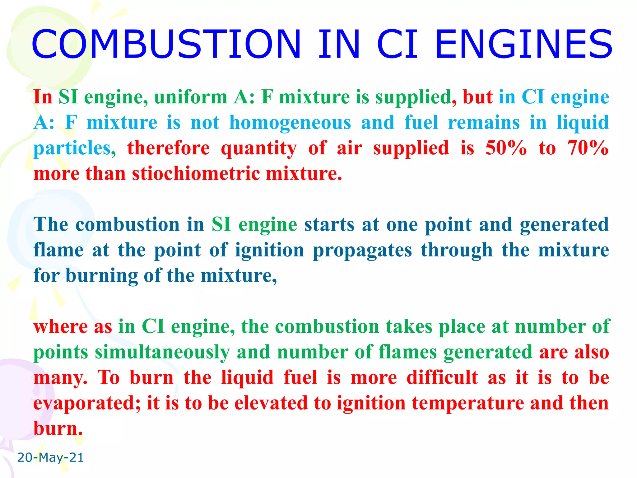 CI engine combustion stages and combustion chamber design | PPTX