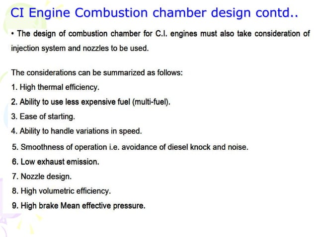 CI engine combustion stages and combustion chamber design | PPTX ...