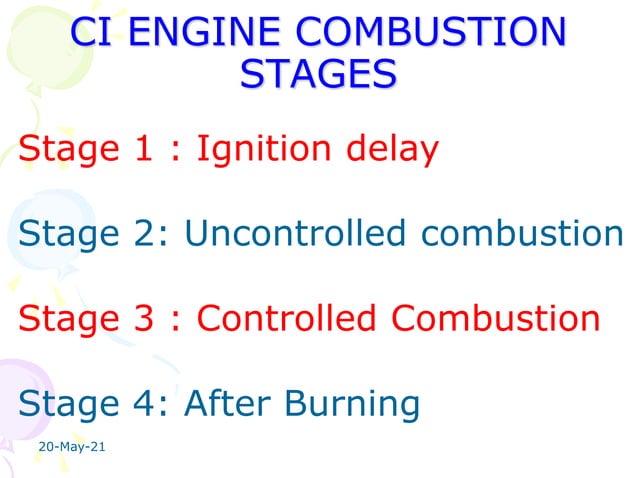 CI engine combustion stages and combustion chamber design | PPTX | Chemistry | Science