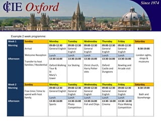 CIE Oxford presentation - Group English lessons programme | PPT