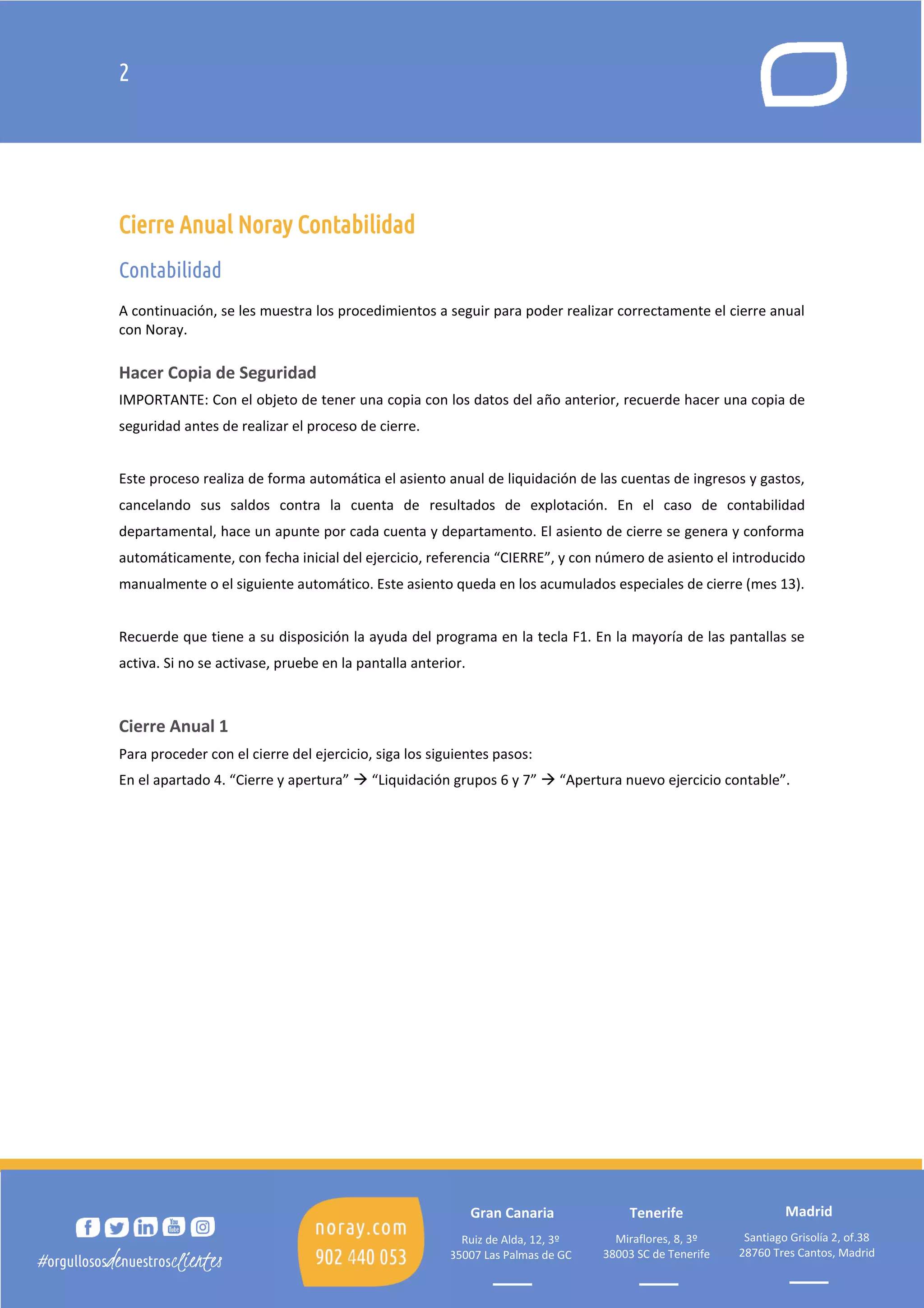 Cierre anual: Noray Contabilidad | PDF