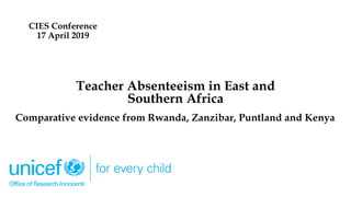 Teacher Absenteeism in East and Southern Africa | PPT