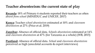 Teacher Absenteeism in East and Southern Africa | PPTX