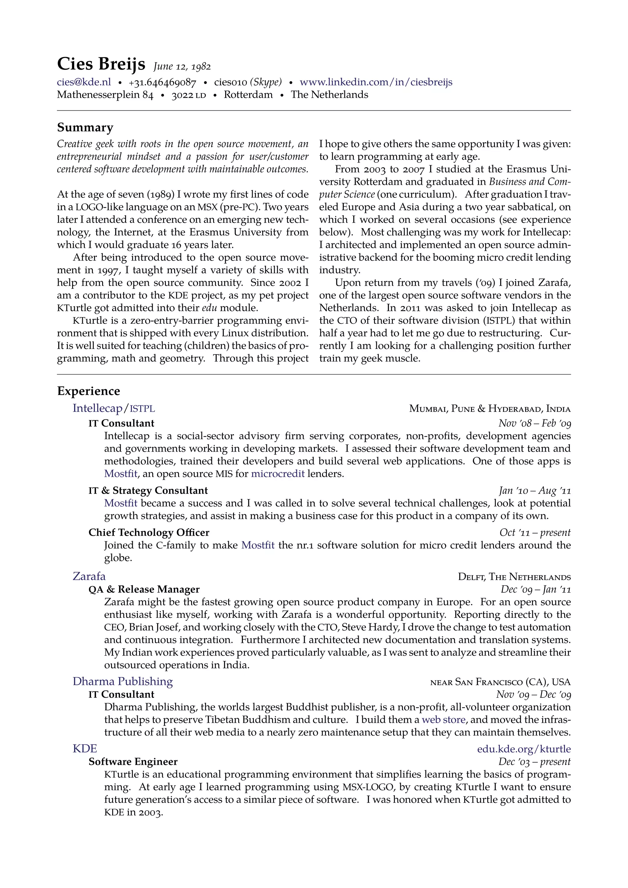 Hand crafted resume (2-page PDF) | PDF