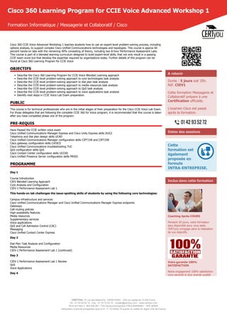 Ciev1 formation-cisco-360-learning-program-for-ccie-voice-advanced-workshop-1 | PDF
