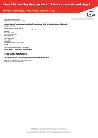 Ciev1 formation-cisco-360-learning-program-for-ccie-voice-advanced-workshop-1 | PDF