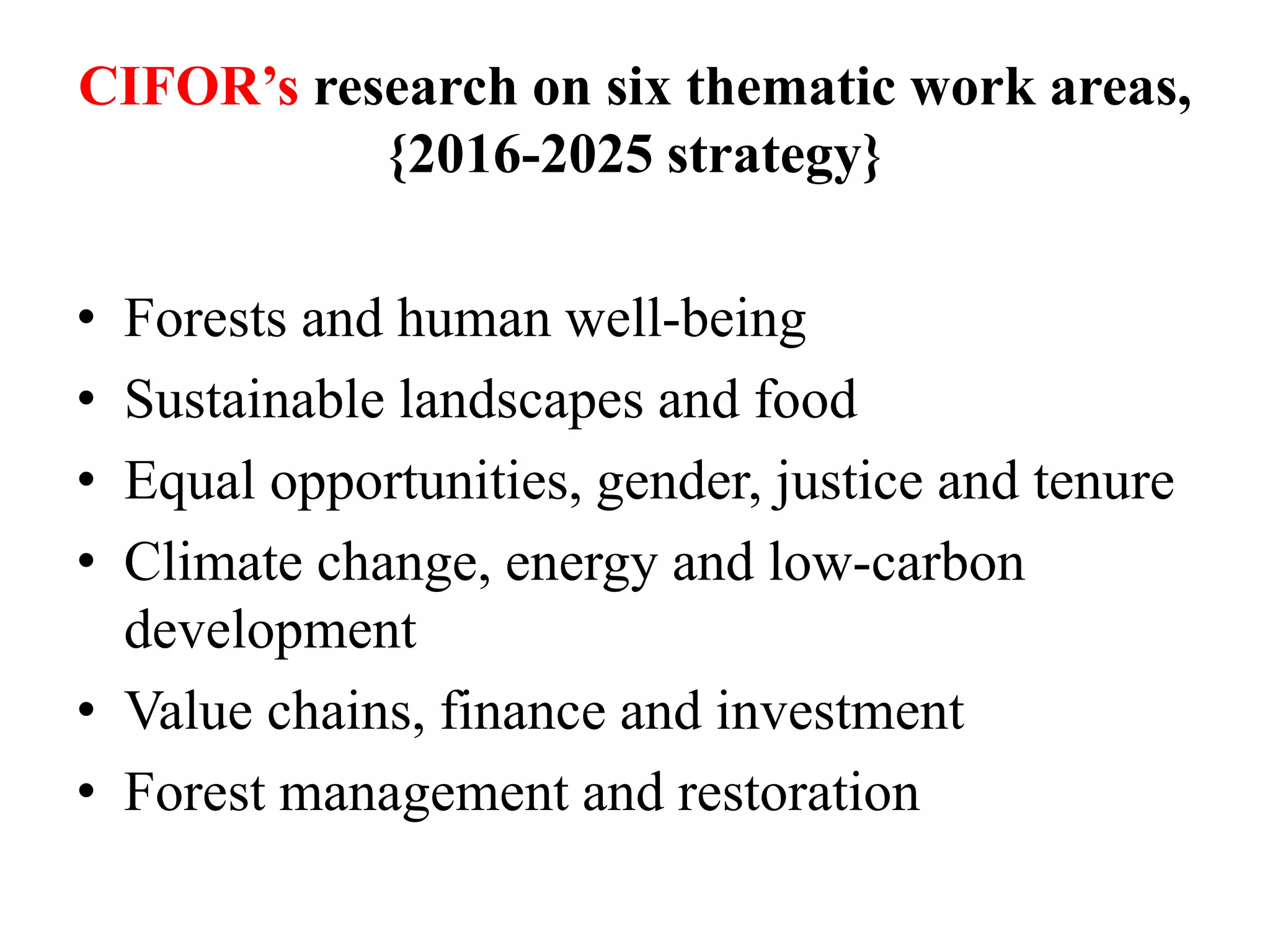 Cifor(centre for international forestry research) | PPT