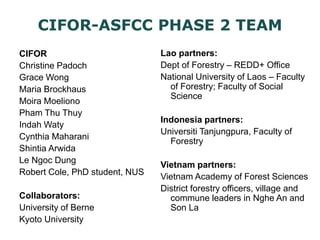 CIFOR’s contribution to ASFCC: evidence, capacity building and ...