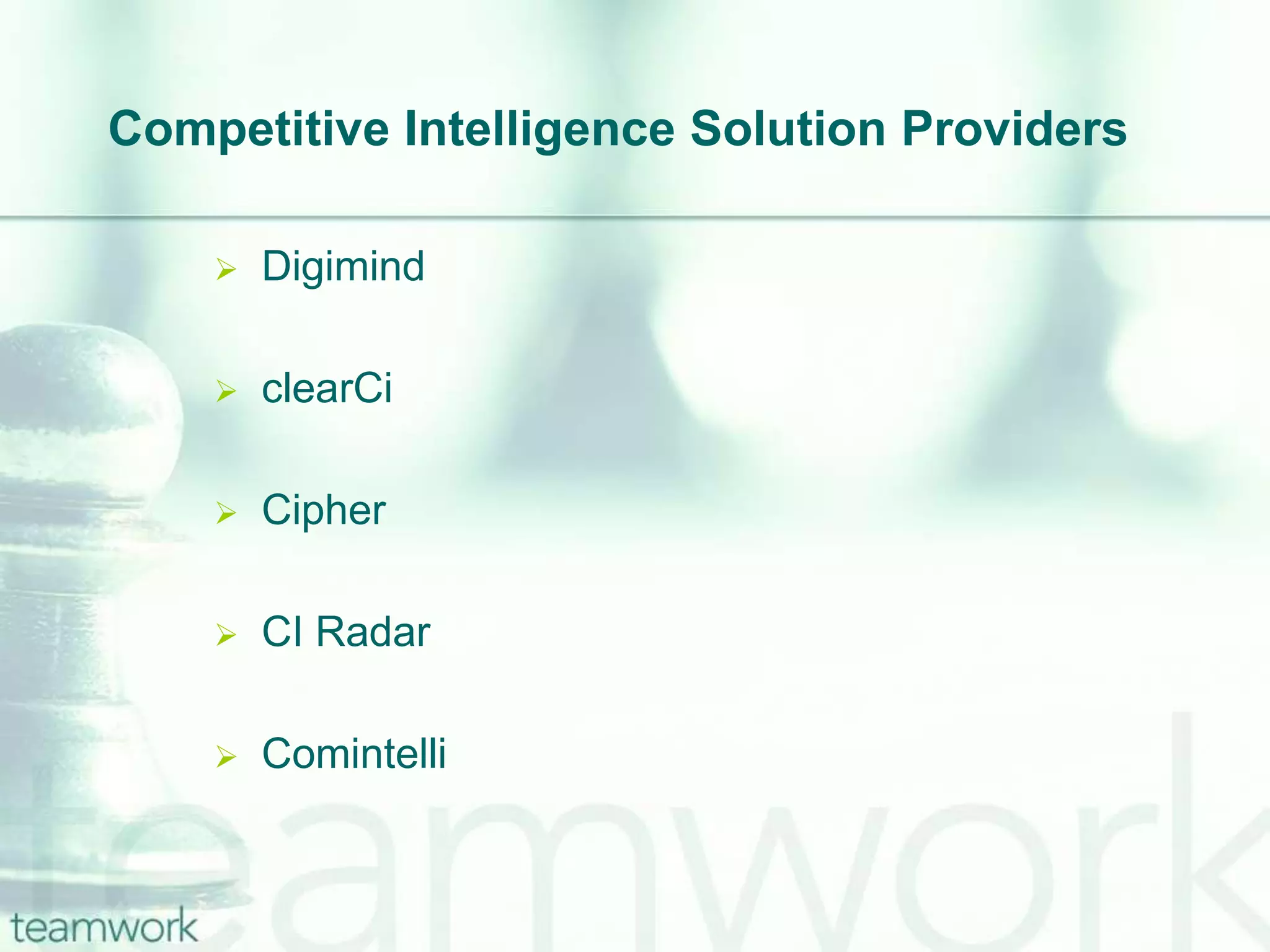 Competitive Intelligence | PPTX | Business Administration | Business