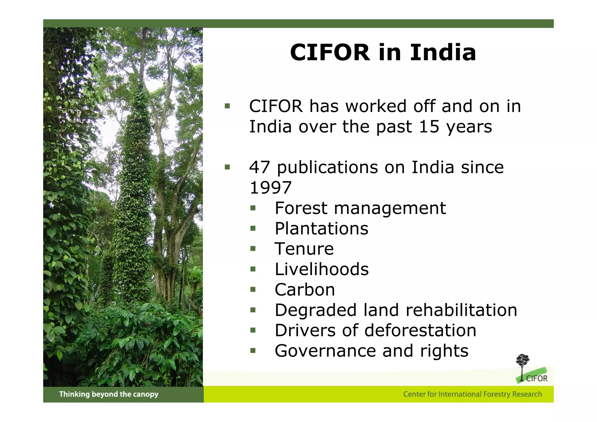 CIFOR in India and South Asia | PDF | Geography | Science