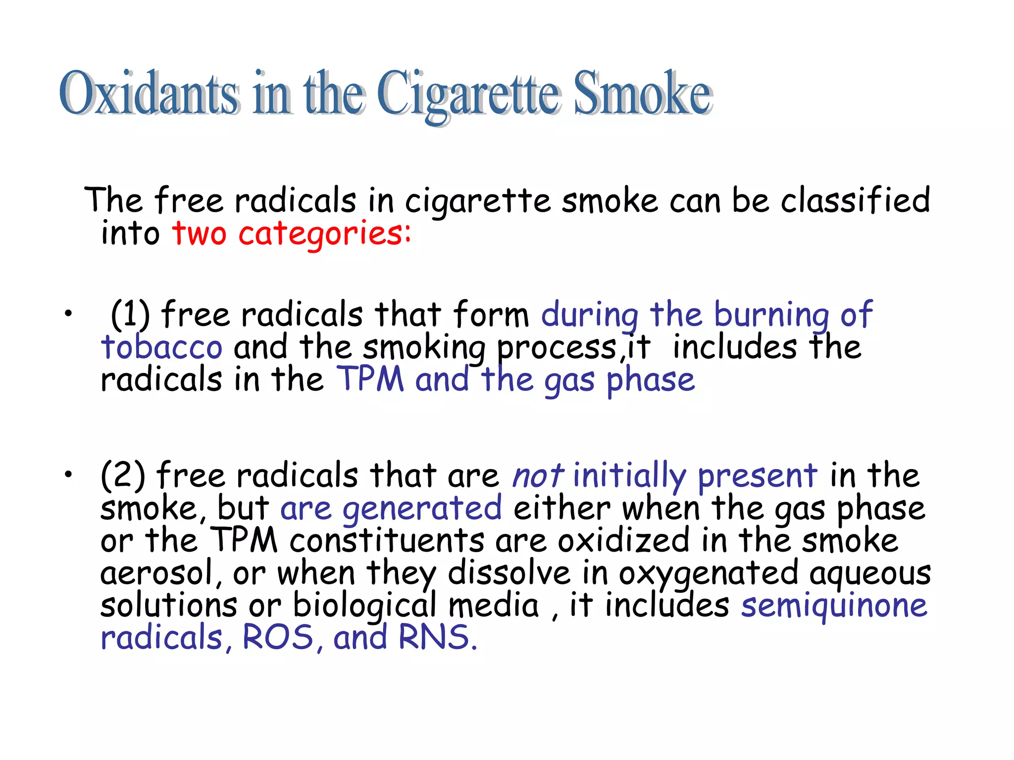 Cigarette smoke and oxidative stress | PPT