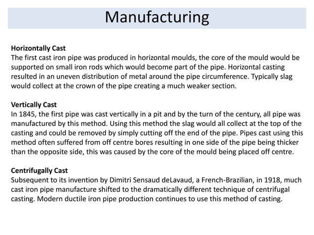 Cast Iron and Galvanized Iron Pipes | PPTX | Commodities | Economy