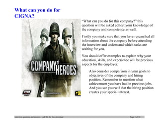 Cigna interview questions and answers | DOC