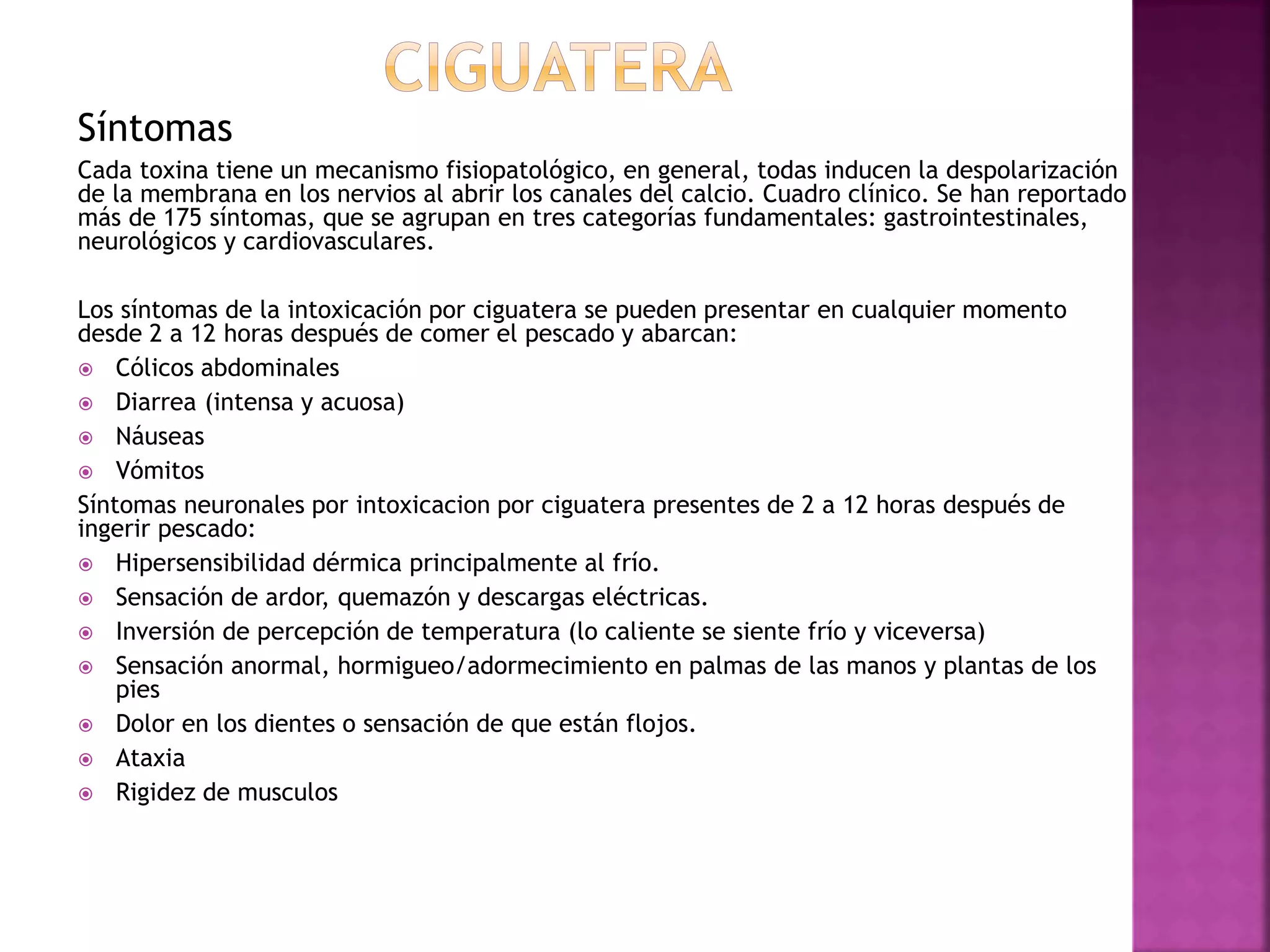 Ciguatera toxina en peces y mariscos | PPT | Descarga Gratuita
