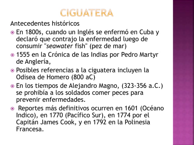 Ciguatera toxina en peces y mariscos | PPT | Descarga Gratuita