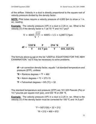 CIH exam equation fully explained | PDF