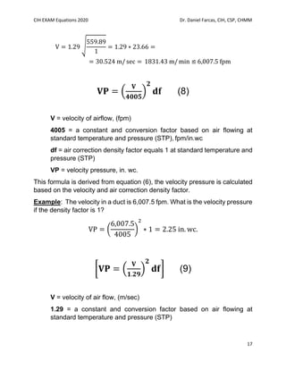 CIH exam equation fully explained | PDF
