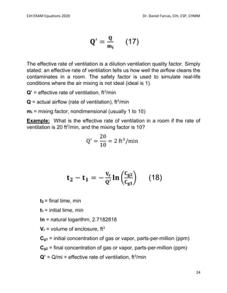CIH exam equation fully explained | PDF
