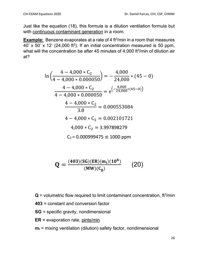 CIH exam equation fully explained | PDF