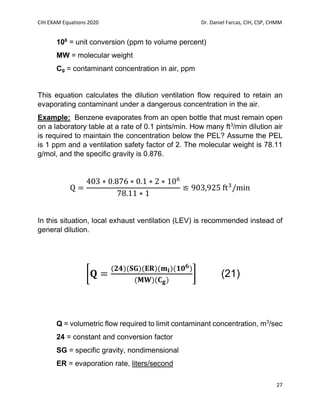 CIH exam equation fully explained | PDF