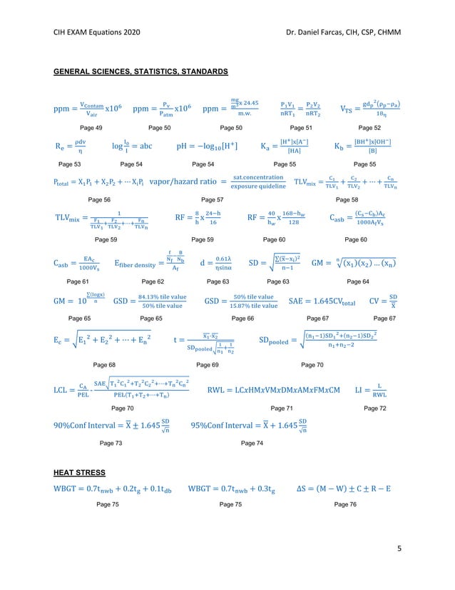 CIH exam equation fully explained | PDF