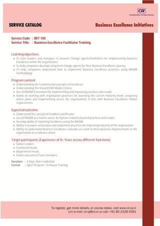 CII - Institute of Quality Service Catalogue | PDF