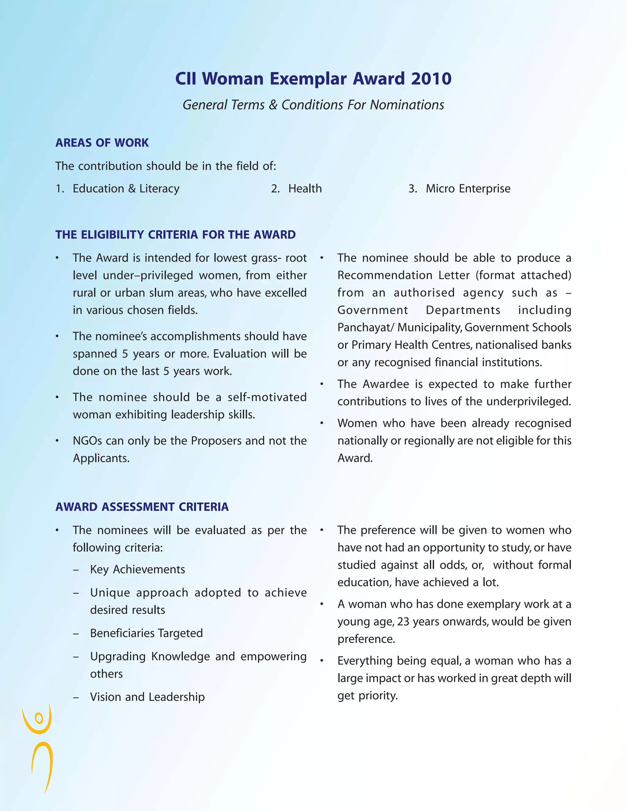 CII Woman Exemplar Award | PDF
