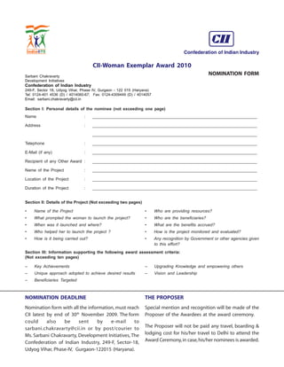 CII Woman Exemplar Award | PDF | Email | Internet