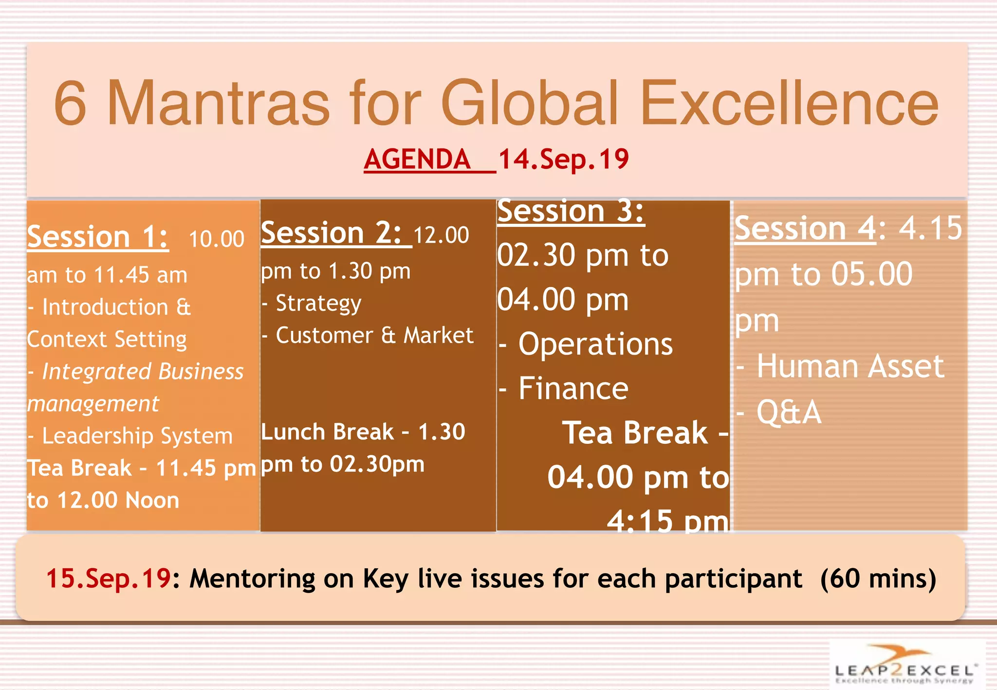 6 MANTRAS FOR GLOBAL EXCELLENCE | PPT