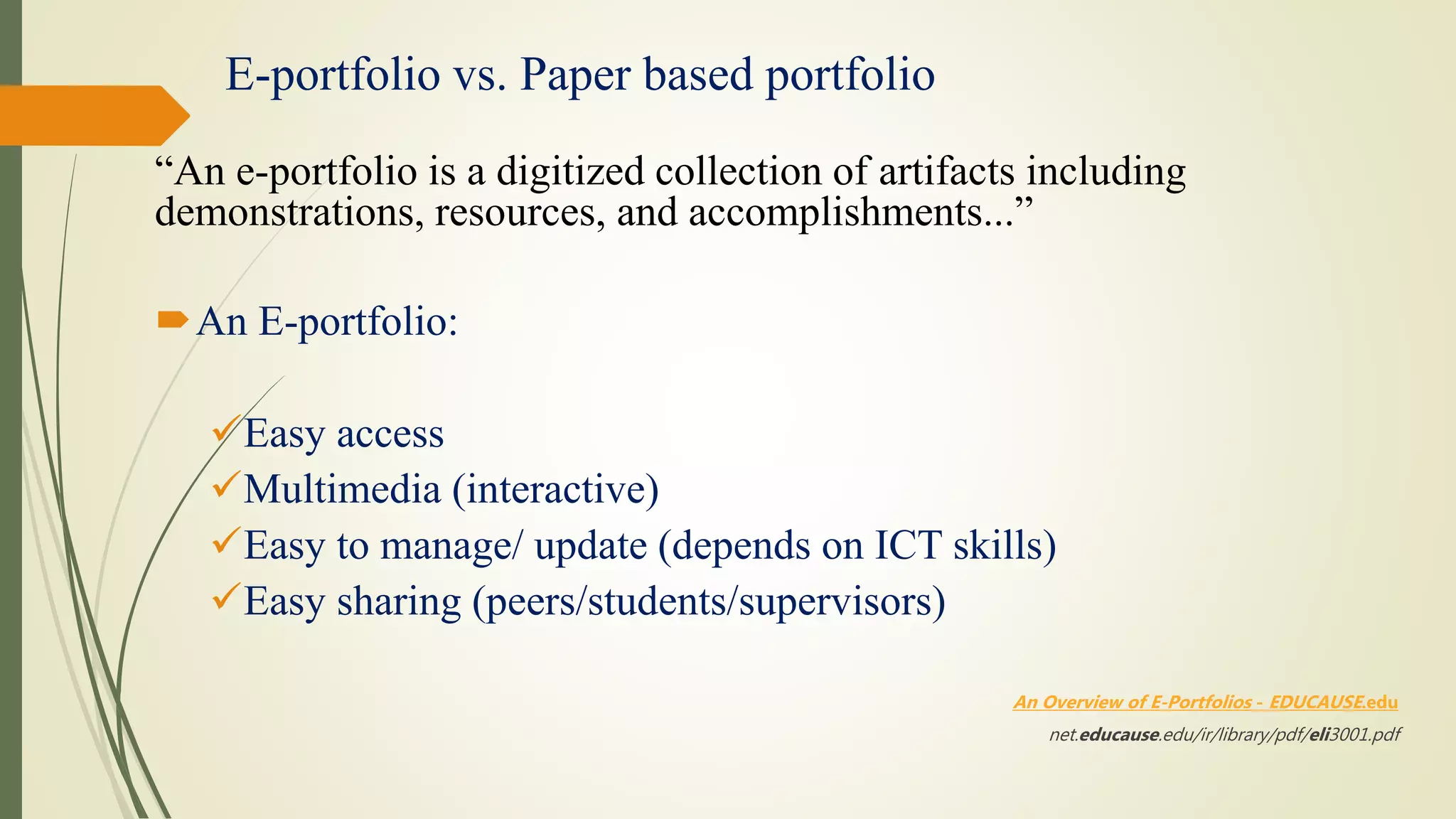 E portfolios for continuous professional development | PPT