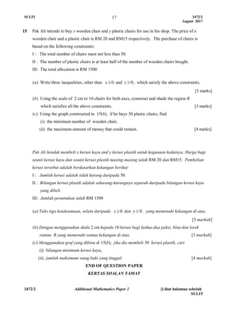 Kertas Percubaan SPM Kedah add-maths p2 2017 | PDF | Education