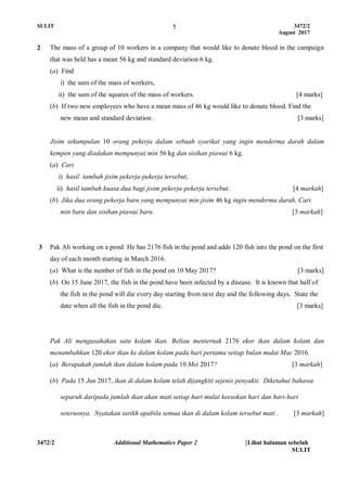 Kertas Percubaan SPM Kedah add-maths p2 2017 | PDF