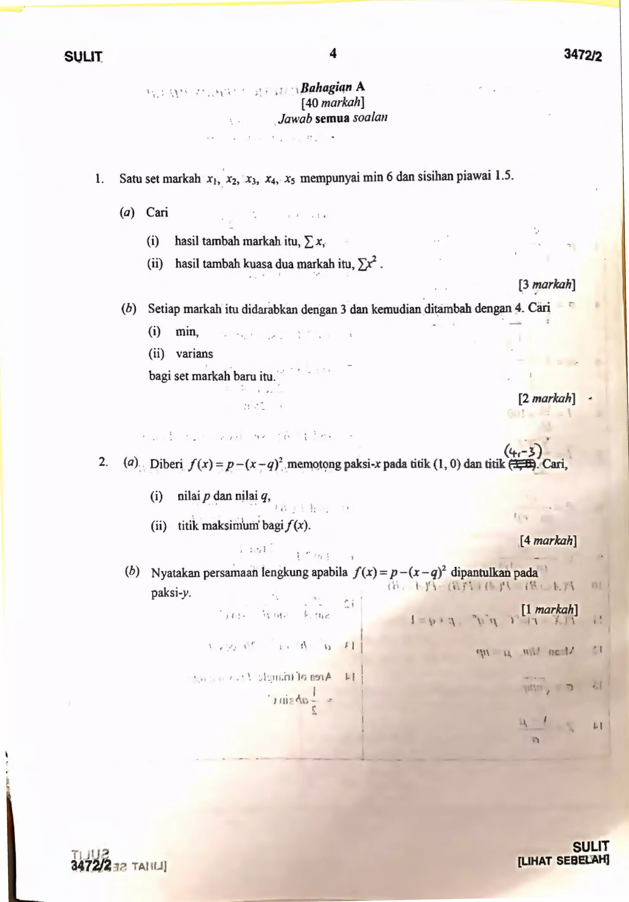 Kertas Percubaan SPM Add Maths Kelantan 2017 (Paper 2) | PDF